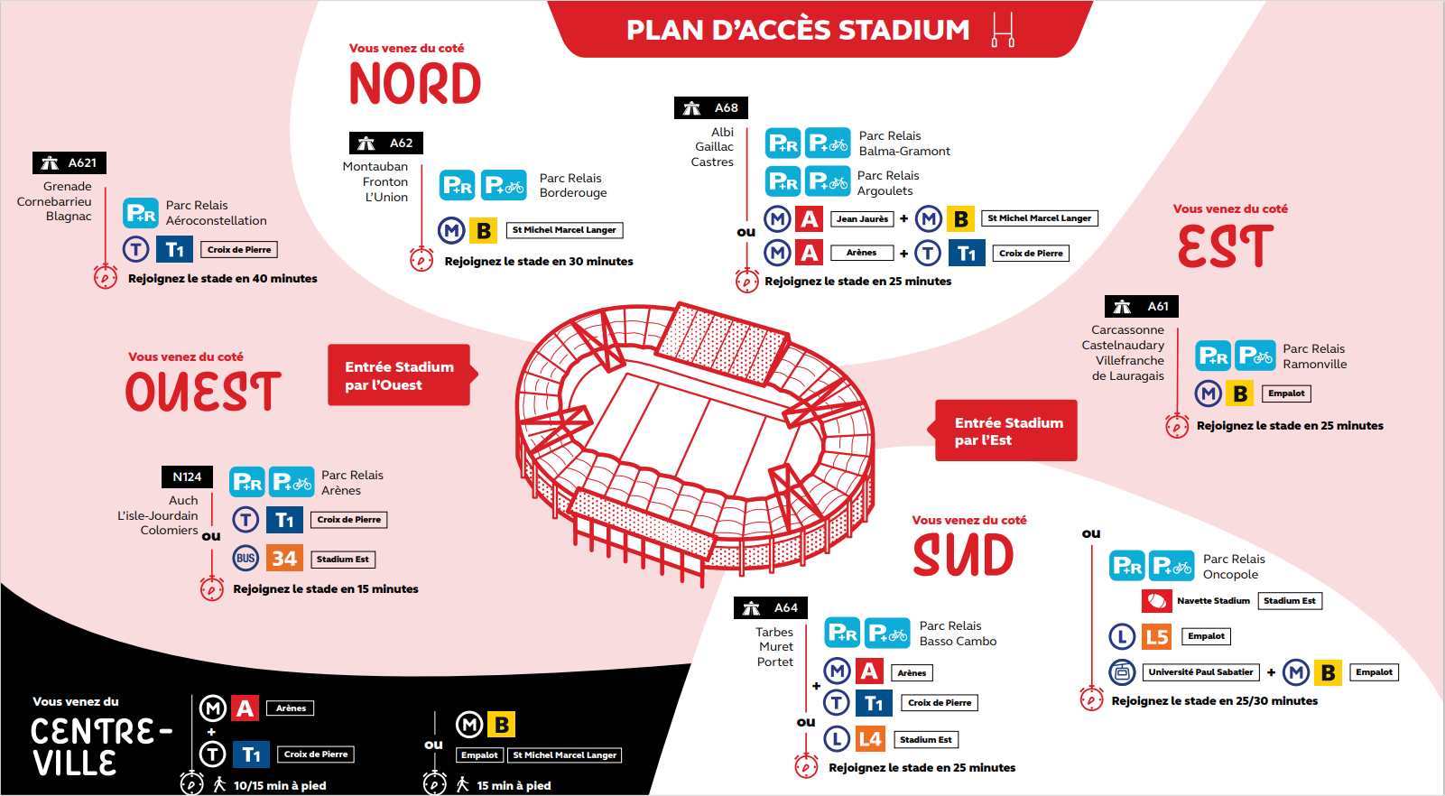 Venir au Stadium | Billetterie - Stade Toulousain Rugby | Stade Toulousain
